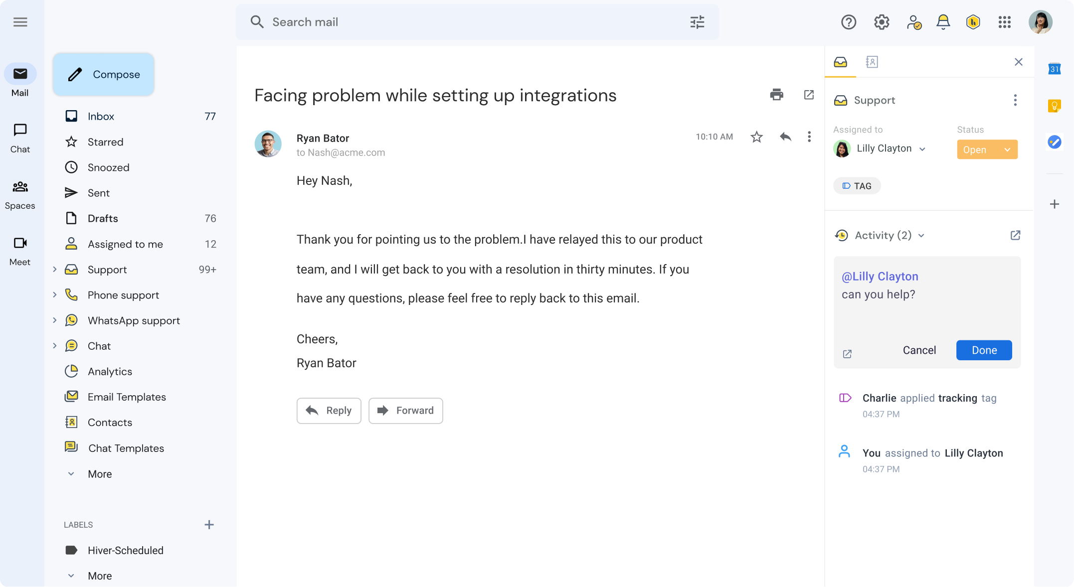 Hiver: AI powered Customer Service Platform