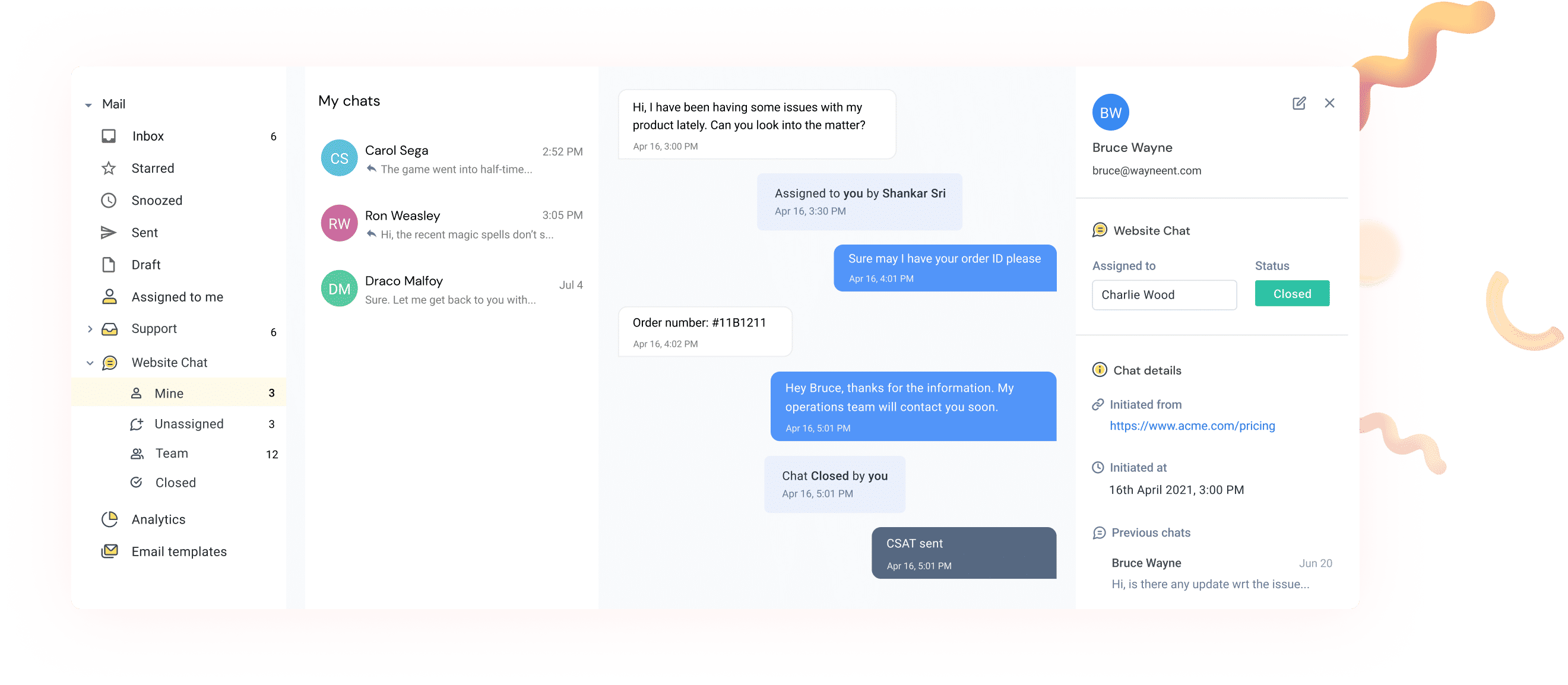 Live chat for real-time customer support