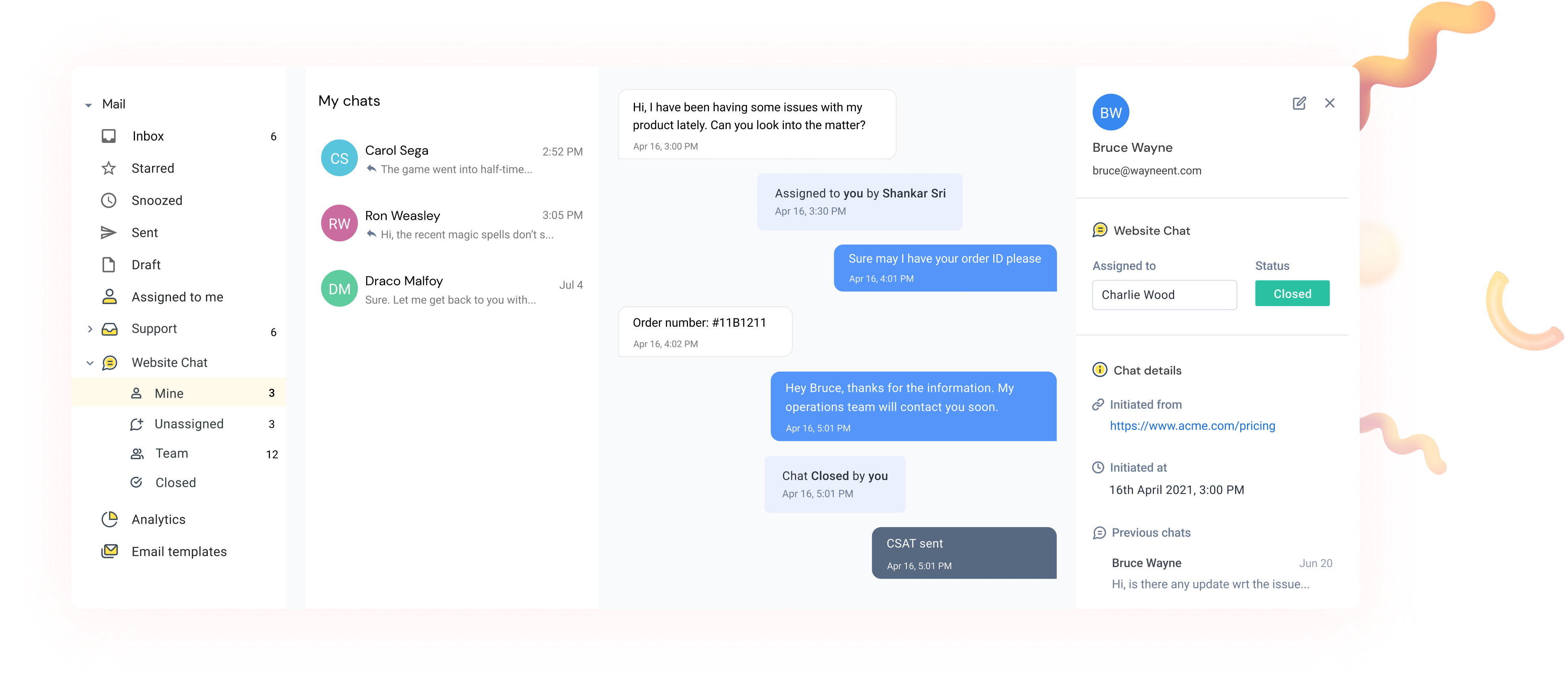 Live chat for real-time customer support