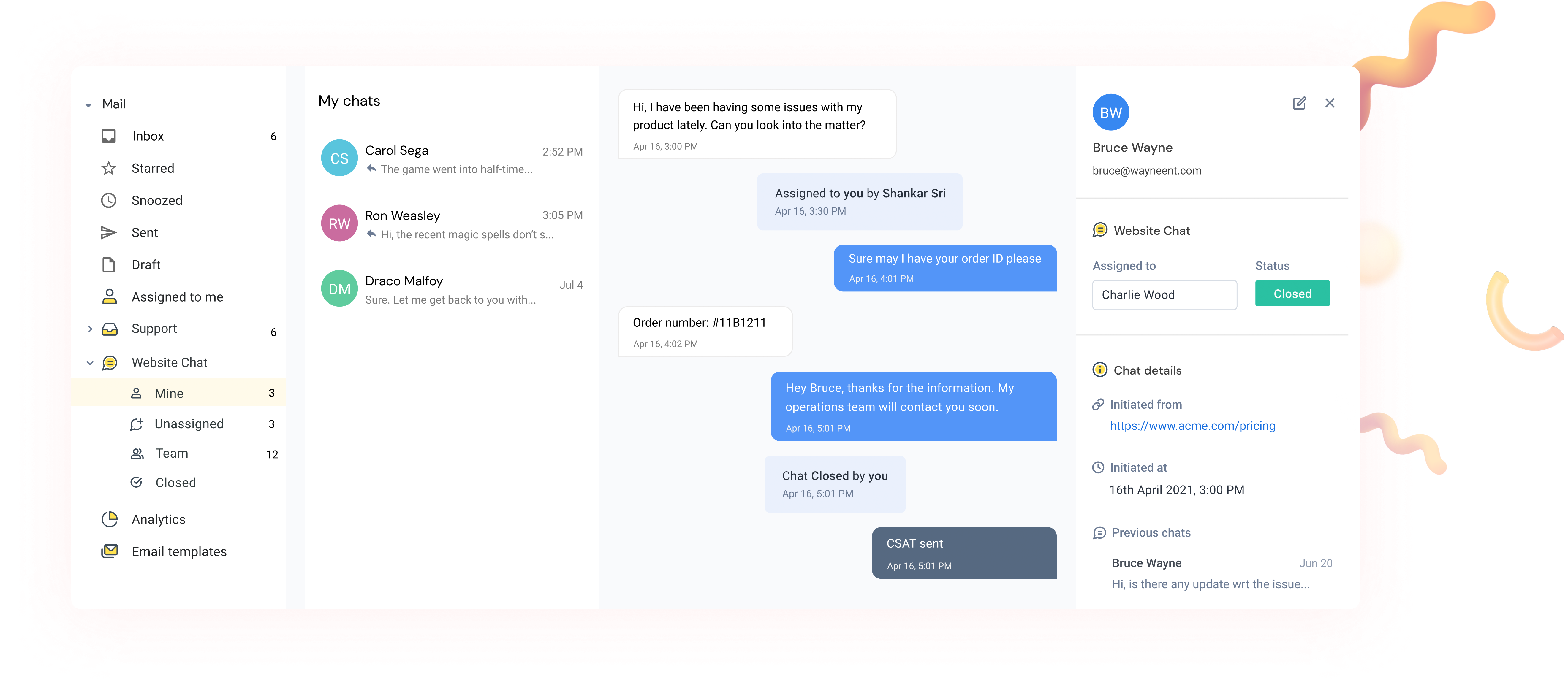 Live chat for real-time customer support